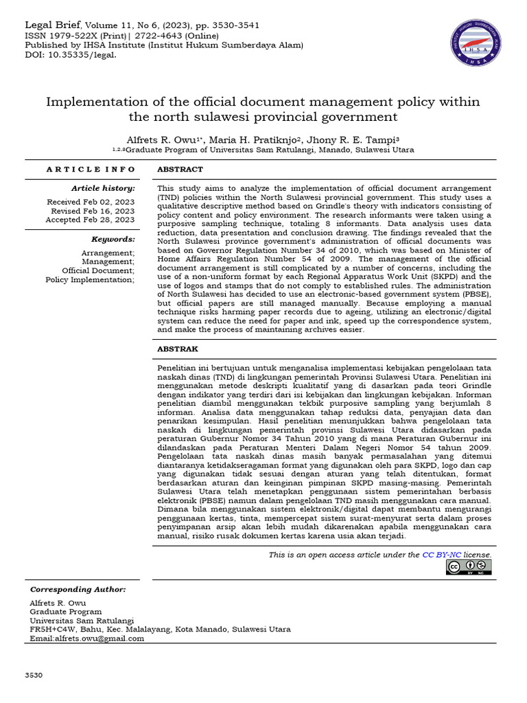 Implementation of the Official Document | PDF | Policy | Archive