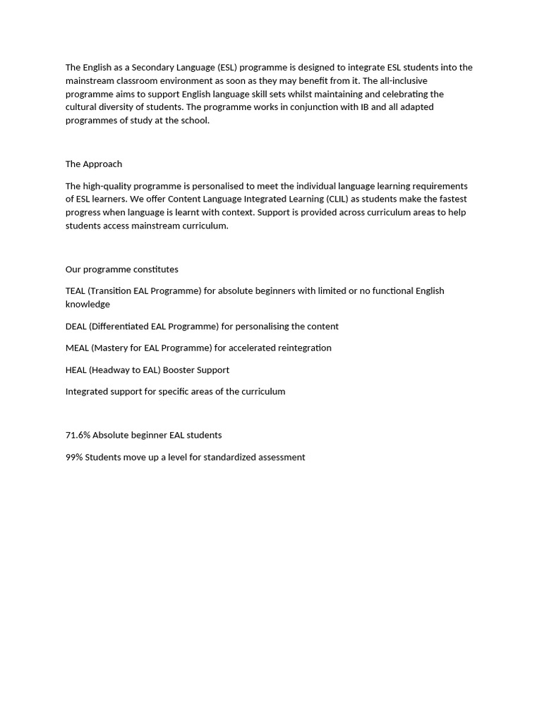The English As An Additional Language | PDF | English As A Second Or ...