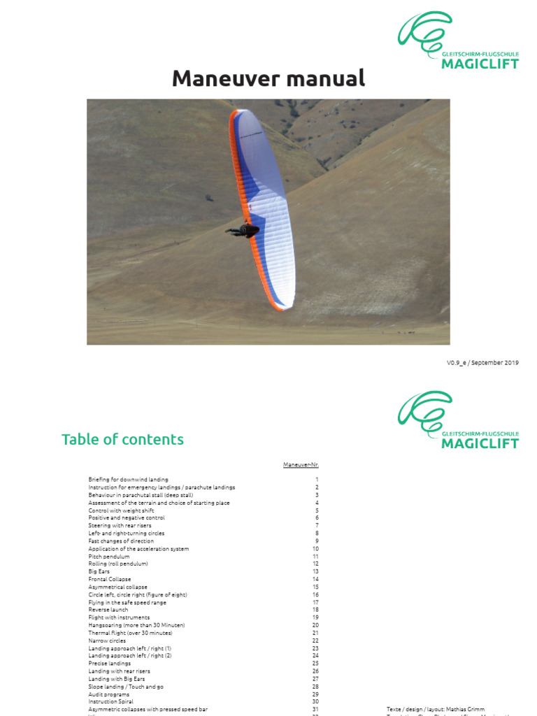 Maneuver Manual e v0.9 | PDF | Glider (Sailplane) | Parachute