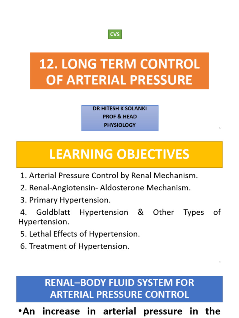 Long Term Control of Arterial Pressure | PDF | Angiotensin | Hypertension
