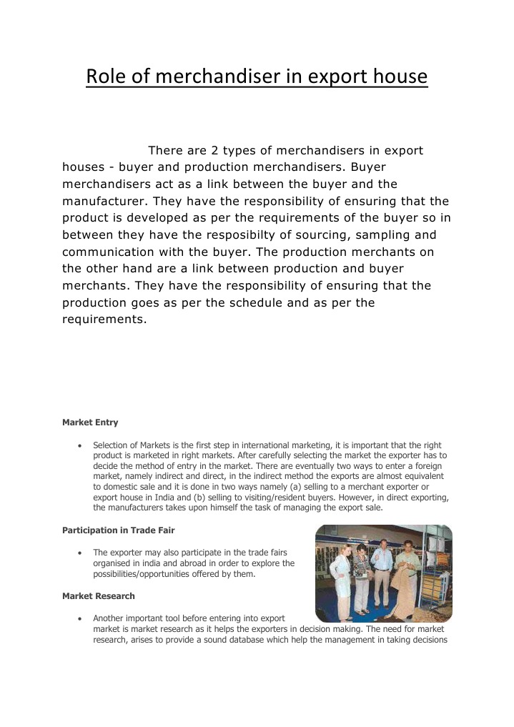 Role of Merchandiser in Export House | PDF | Exports | Sales