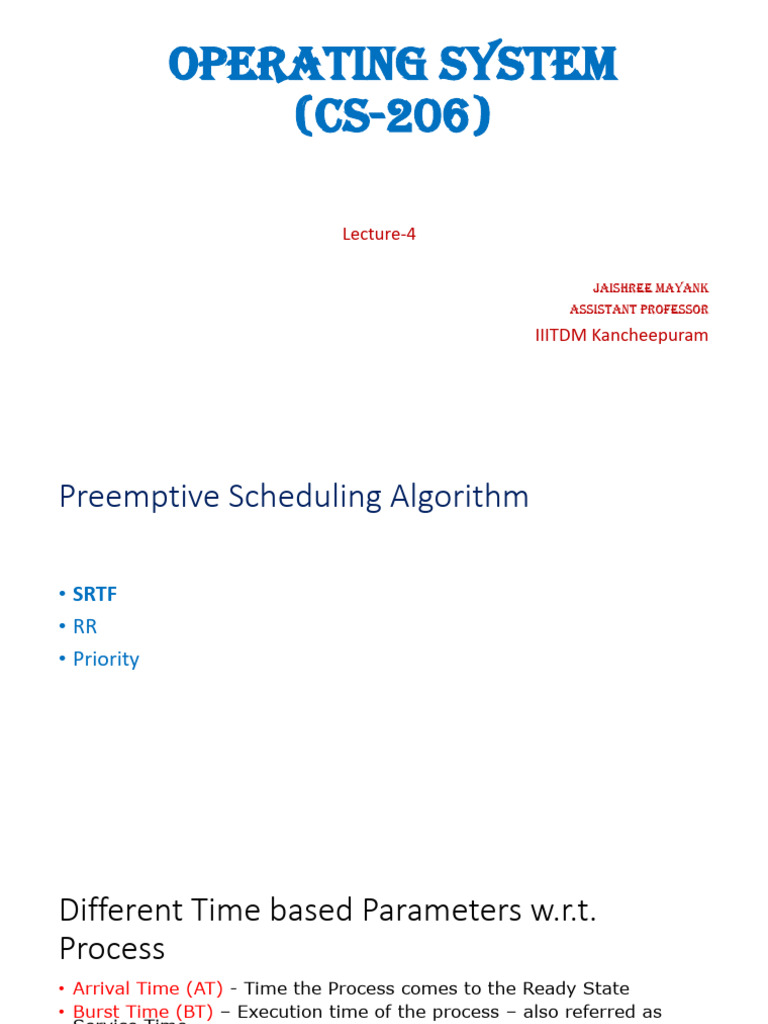 Lecture 4 Preemptive Scheduling | PDF | Scheduling (Computing ...