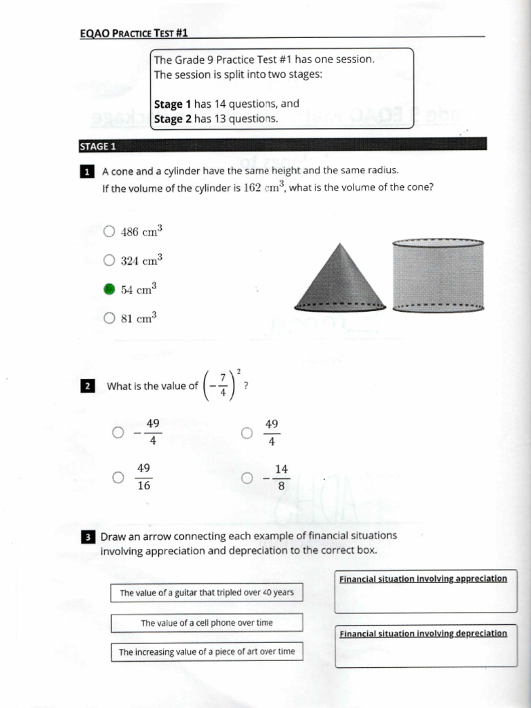 Eqao Prep Test Booklet Tests 1 - 3 | PDF