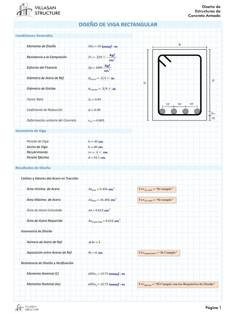 Diseño de Viga Rectangular de Concreto Armado | PDF