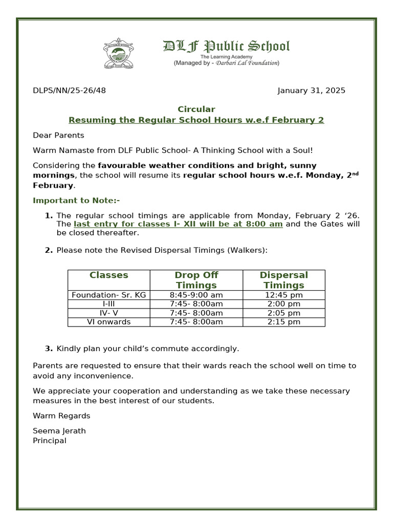 48_ Resuming the Regular School Timings | PDF