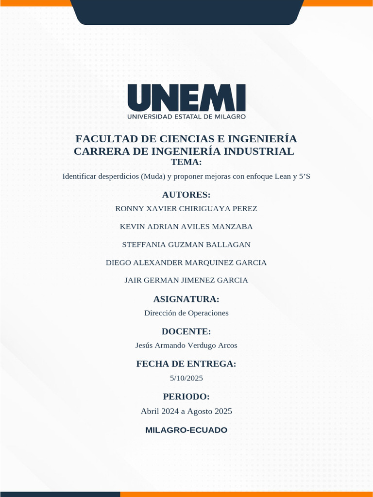 Identificar desperdicios (Muda) y proponer mejoras con enfoque Lean y 5 ...