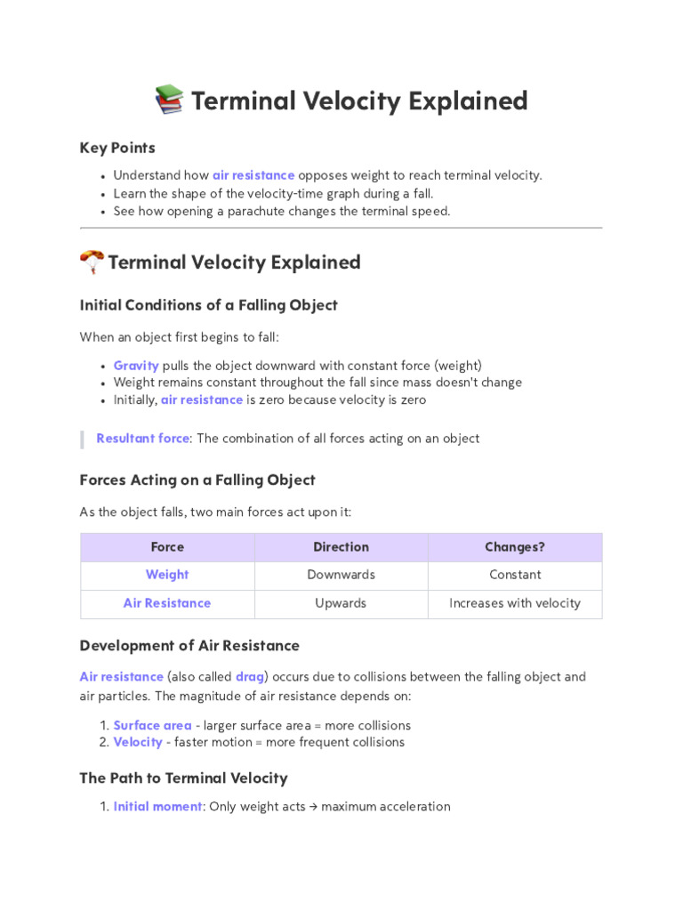 GCSE Physics - Terminal Velocity - What Affects Air Resistance _ Resultant Force & Acceleration ...