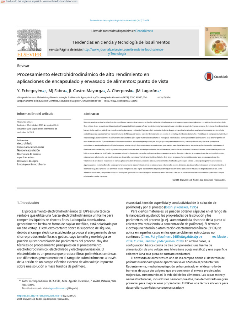 High Throughput Electrohydrodynamic Processing in Food Encapsulation ...