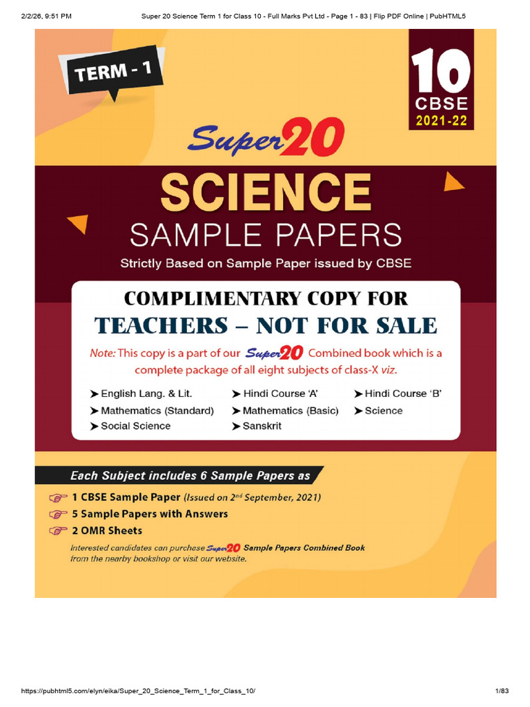 Super 20 Science Term 1 for Class 10 - Full Marks Pvt Ltd - Page 1 - 83 ...