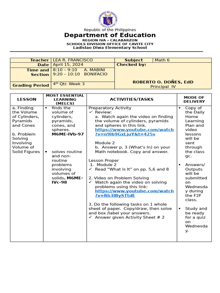 Sses Whlp Math 6 Week 3 Day 1 (1) | PDF | Elementary Geometry ...