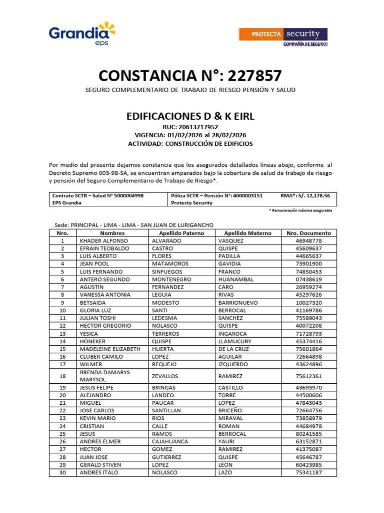Constancia Gran Syp Edificaciones d & k Eirl 30.01.26 | PDF ...