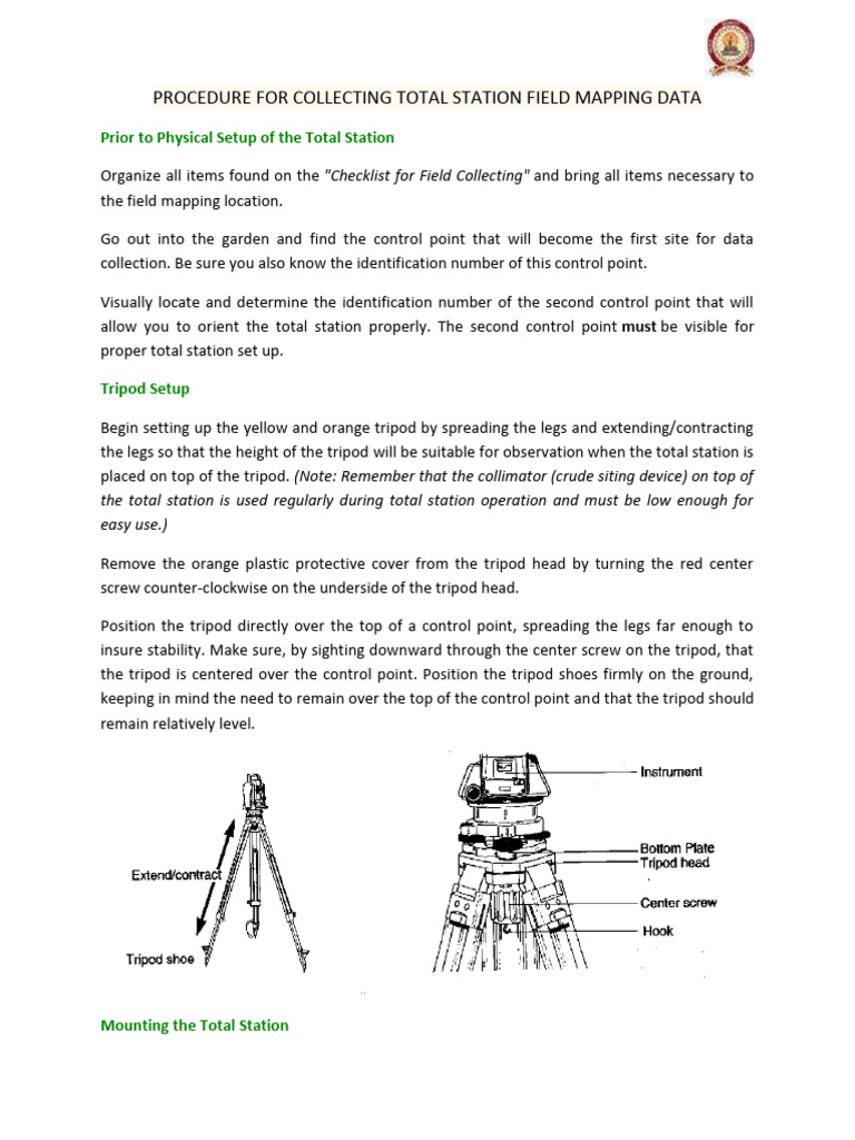 Procedure For Collecting Total Station Field Mapping Data | PDF ...