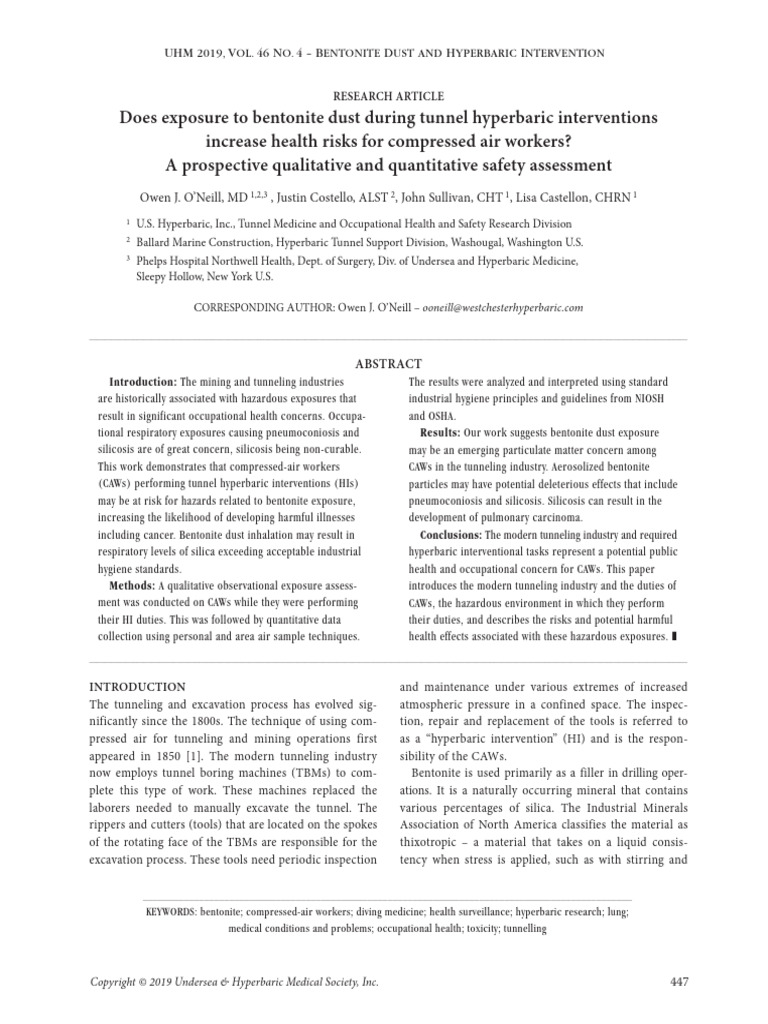 2019 UHM - Does Exposure To Bentonite Dust During Tunnel Hyperbaric ...