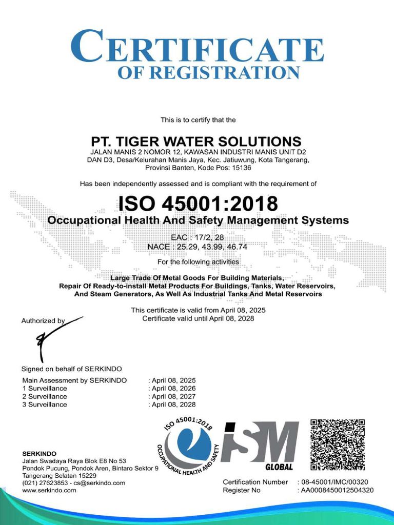 Iso Tiger Water 45001-2018 | PDF