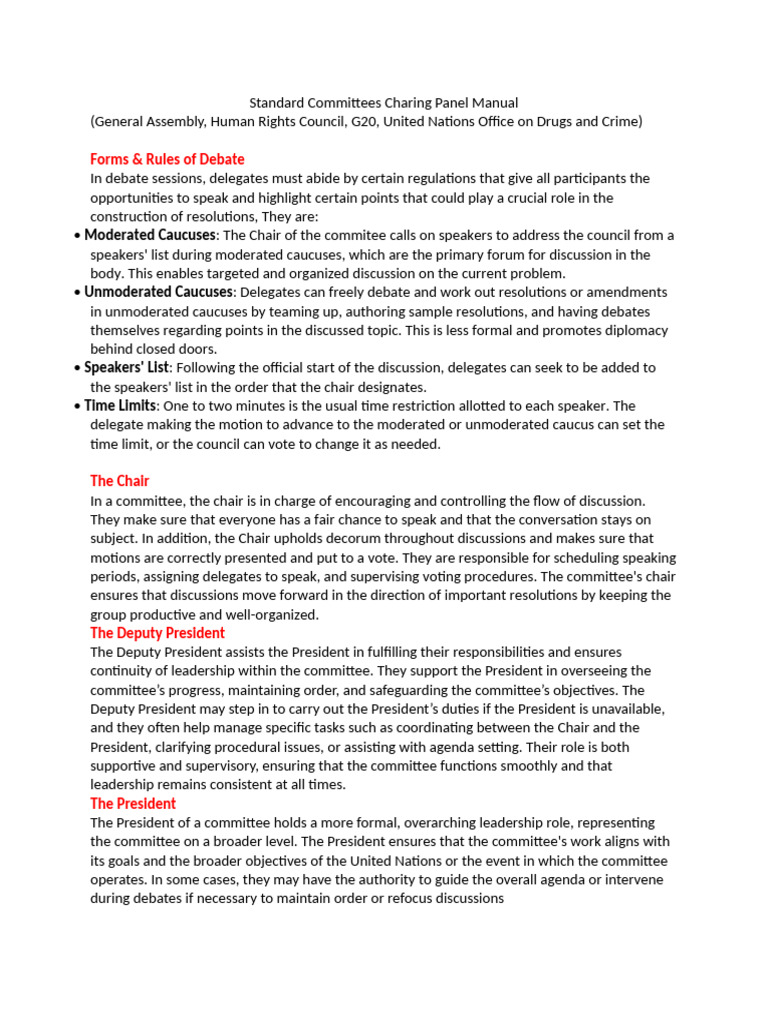 Standard Committees Charing Panel Manual | PDF | Committee | Government