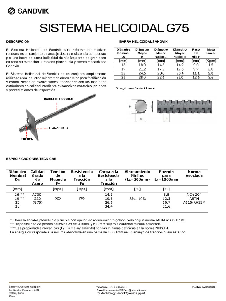 Ft Perno Helicoidal g75 | PDF