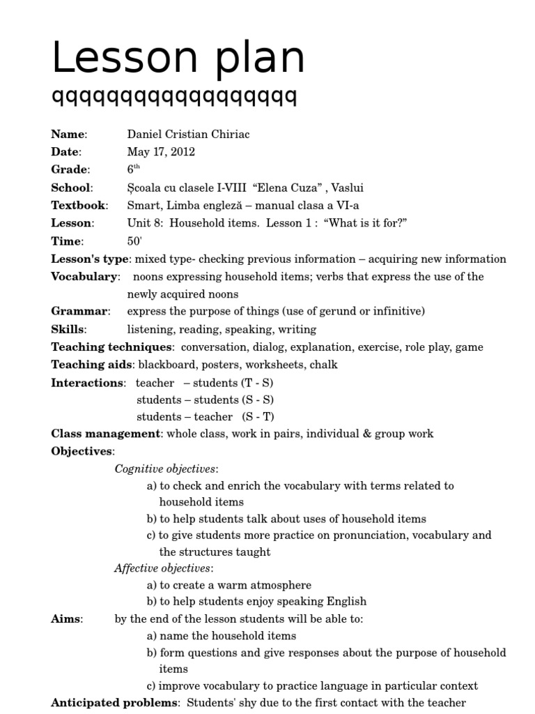 Lesson Plan 6 | PDF | Lesson Plan | Reading (Process)