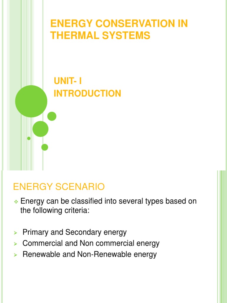 Energy Conservation in Thermal Systems | PDF | Energy Management ...