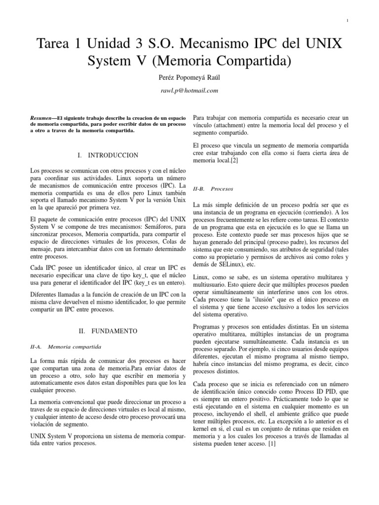 Mecanismo IPC Del UNIX System V | PDF | Proceso (Computación) | Hilo ...