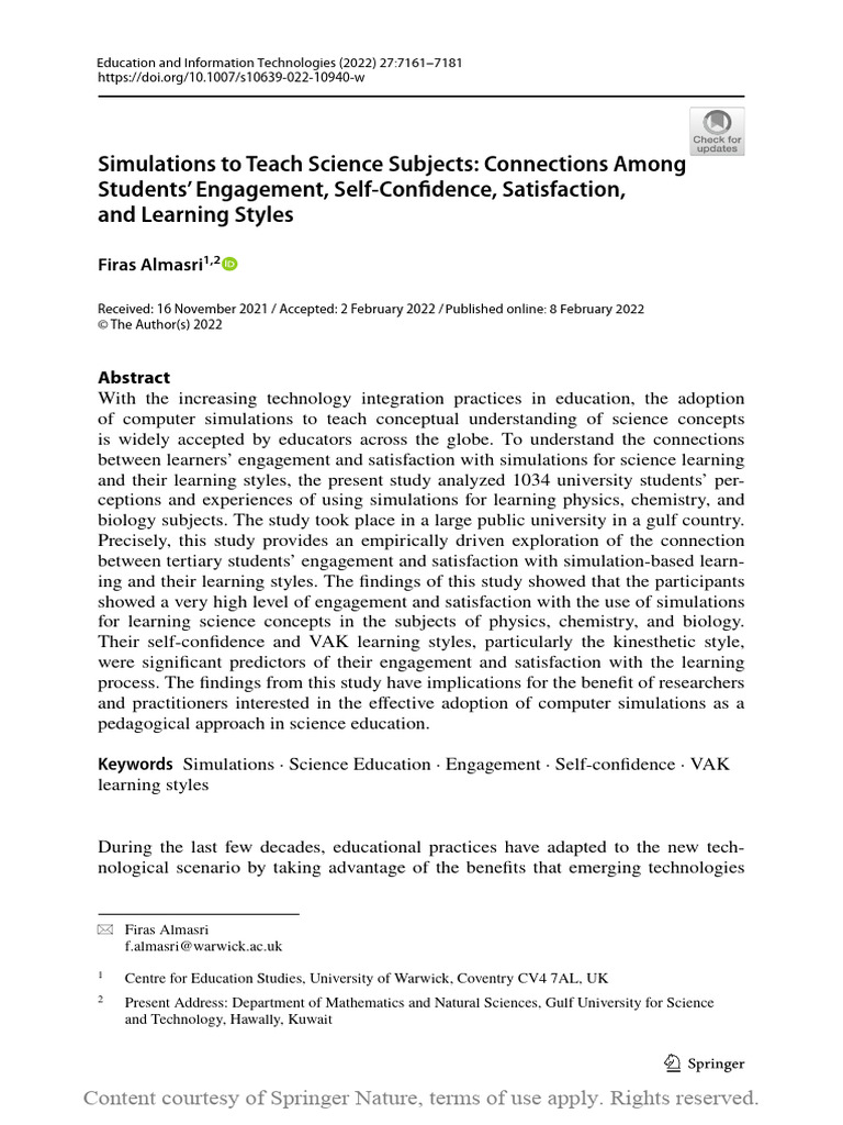 Simulations to Teach Science Subjects Connections | PDF | Learning ...