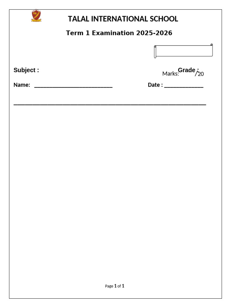Grade 1&2 Question Paper Format | PDF