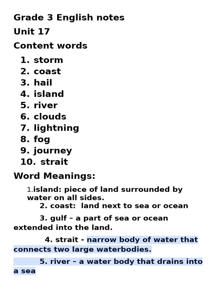 grade 3 eng unit 17 | PDF