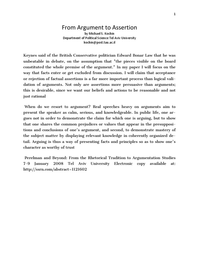 From Argument To Assertion | PDF | Argument | Rhetoric