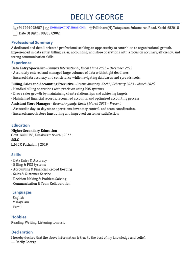 Decily George CV | PDF