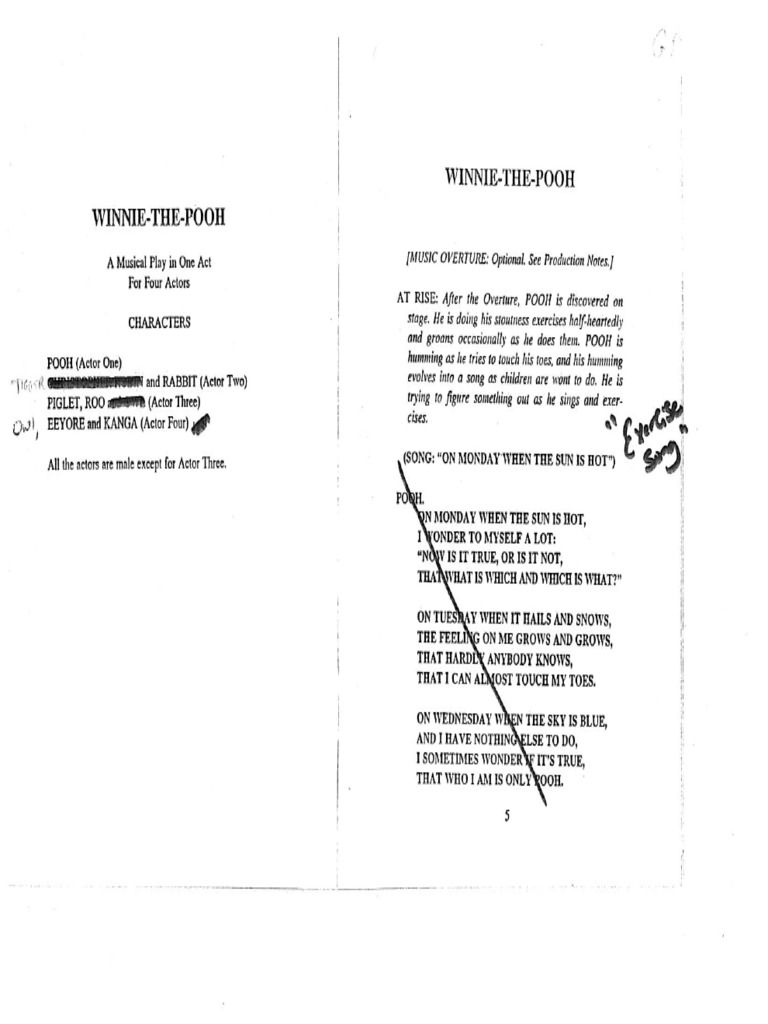 Winnie The Pooh Children's Script | PDF