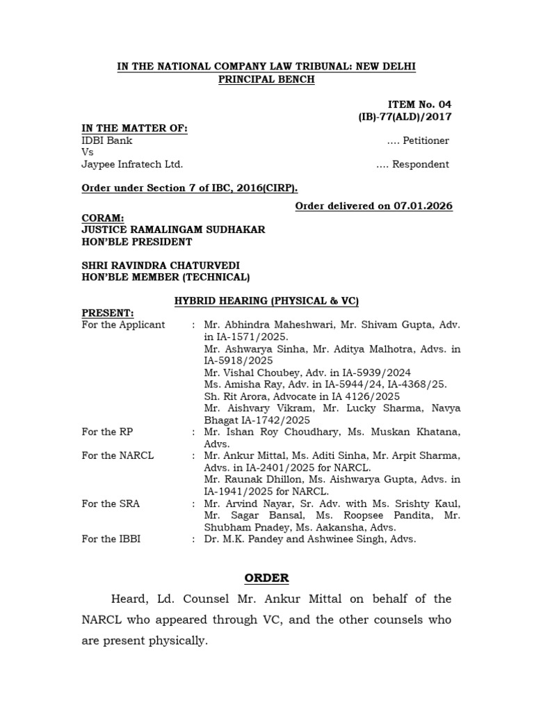 NCLT Order Dated 7th January 2026 | PDF