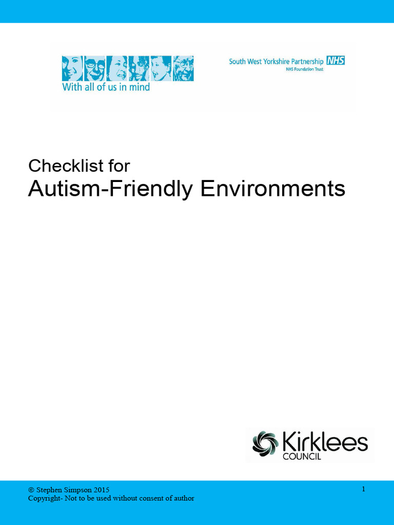 Checklist For Autism Friendly Environments | PDF | Autism | Asperger ...