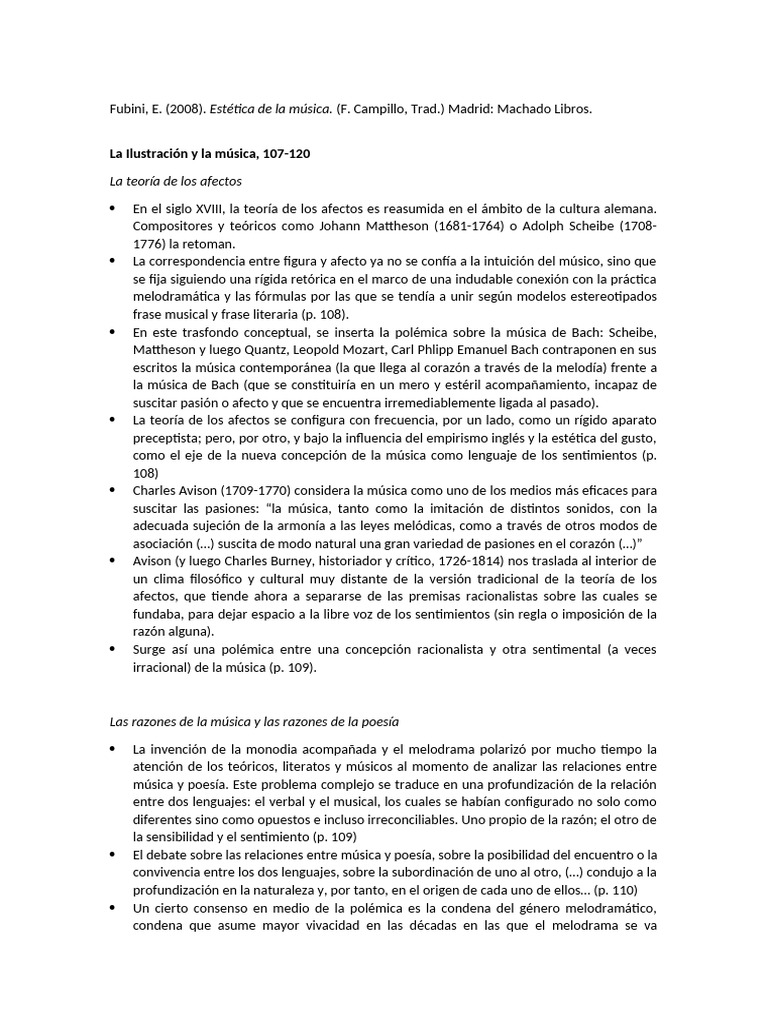Fubini - La Ilustración y La Música | PDF | Jean-Jacques Rousseau | Razón
