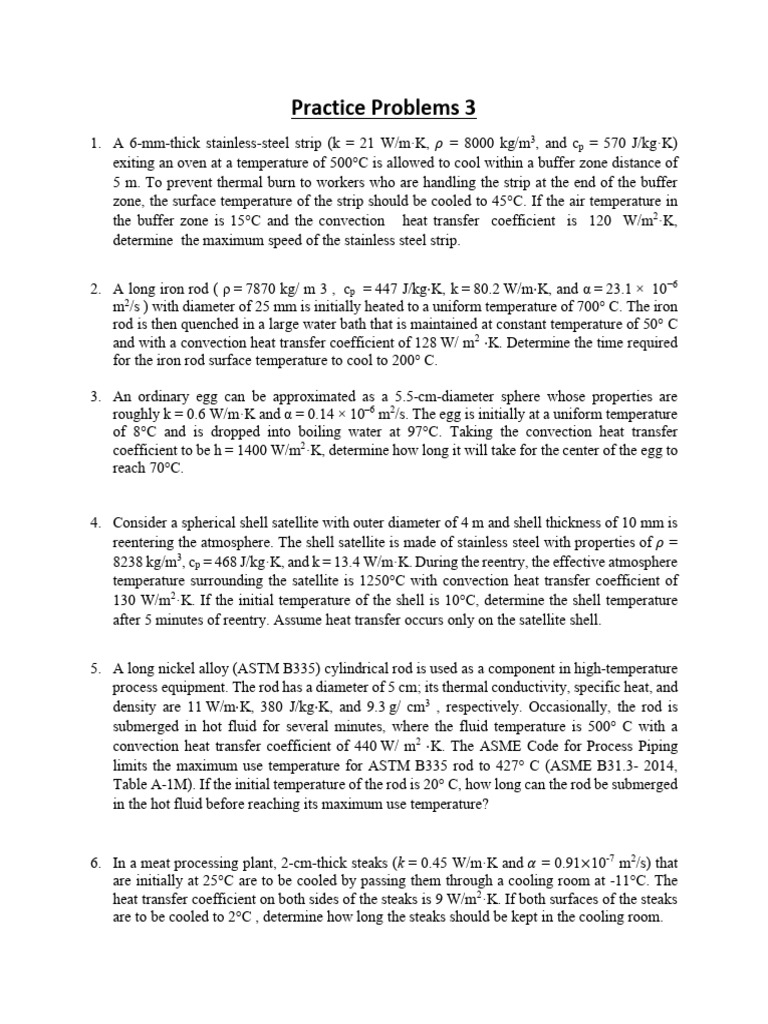 Practice problems 3 | PDF | Heat Transfer | Atmospheric Entry