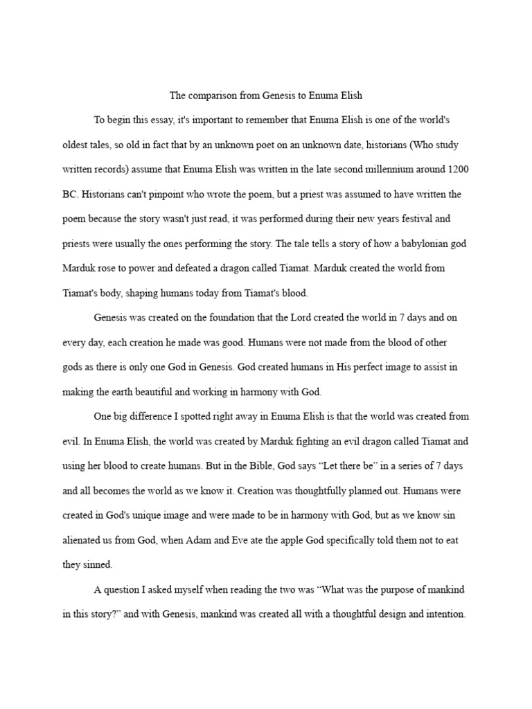 Cody Shockey - Honors Project #1 (1) | PDF | Genesis Creation Narrative ...