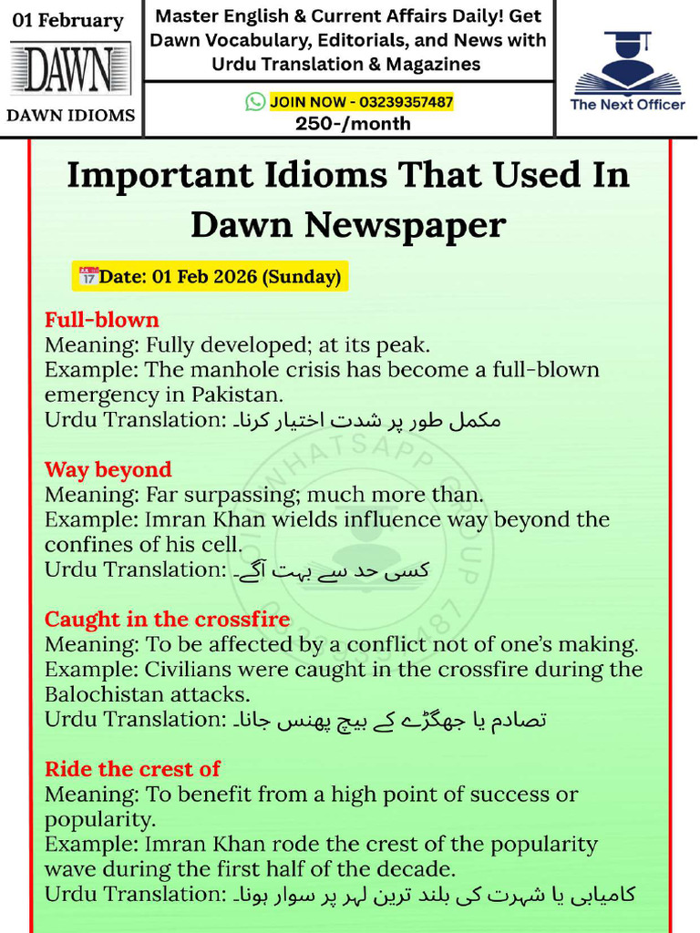 01 Feb Dawn Idioms | PDF