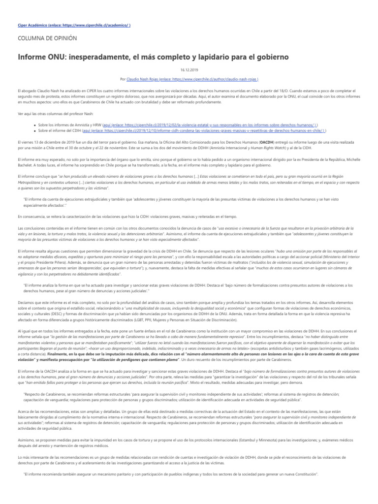 Informe ONU - Inesperadamente, El Más Completo y Lapidario para El ...