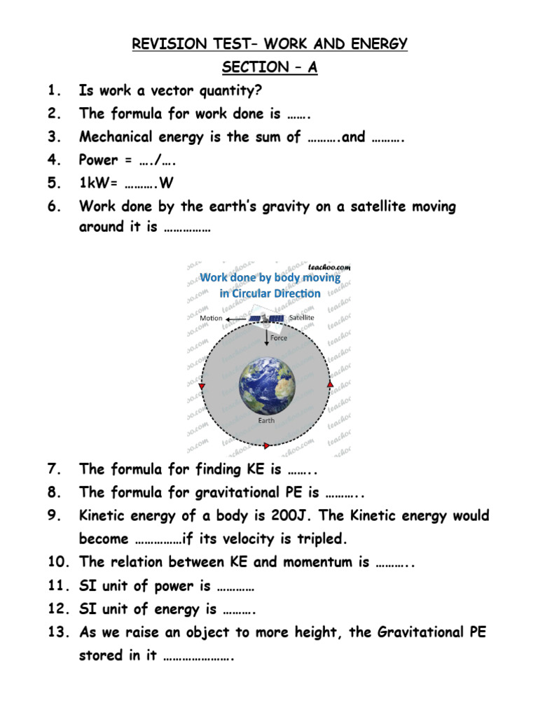 Test - Work and Energy 2026 | PDF | Kinetic Energy | Velocity