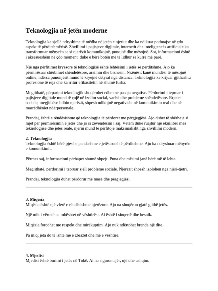 Teknologjia Në Jetën Modernej | PDF