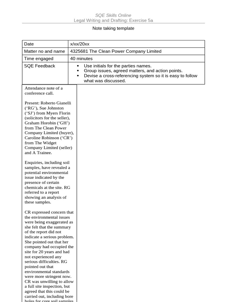 Note-taking Exercise 5a - Suggested Answer | PDF