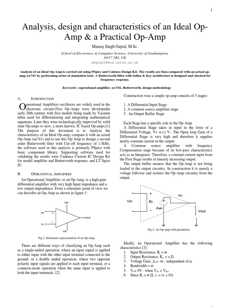 Analysis, Design and Characteristics of Op-Amp & Second Order Filter ...