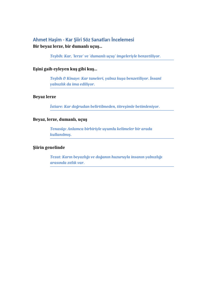 Kar Siiri Soz Sanatlari | PDF