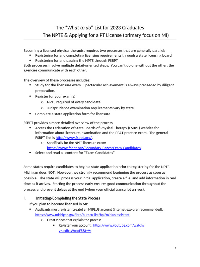 Applying For PT Licensure - 2023 | PDF | Physical Therapy