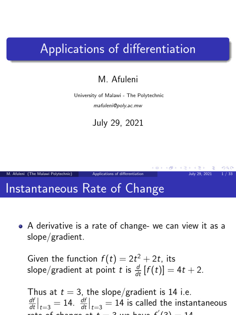 Applications of Differentiation 1 - Online | PDF | Tangent | Slope