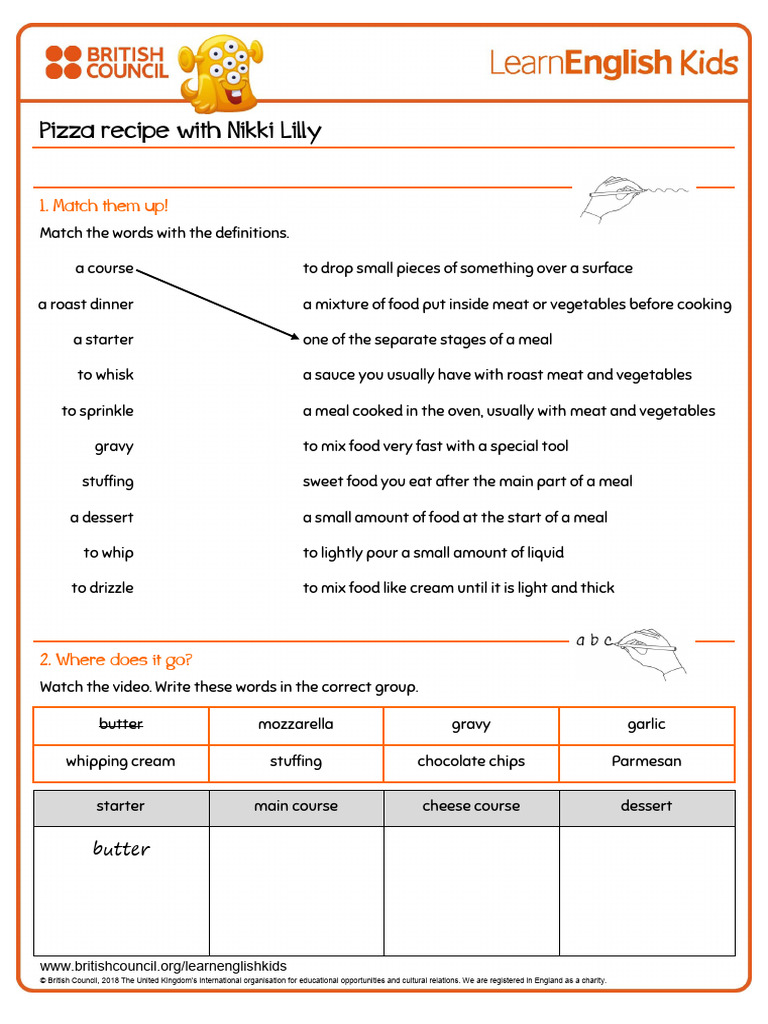 Video Zone Pizza Recipe With Nikki Lilly Worksheet (1) | PDF | Pizza ...