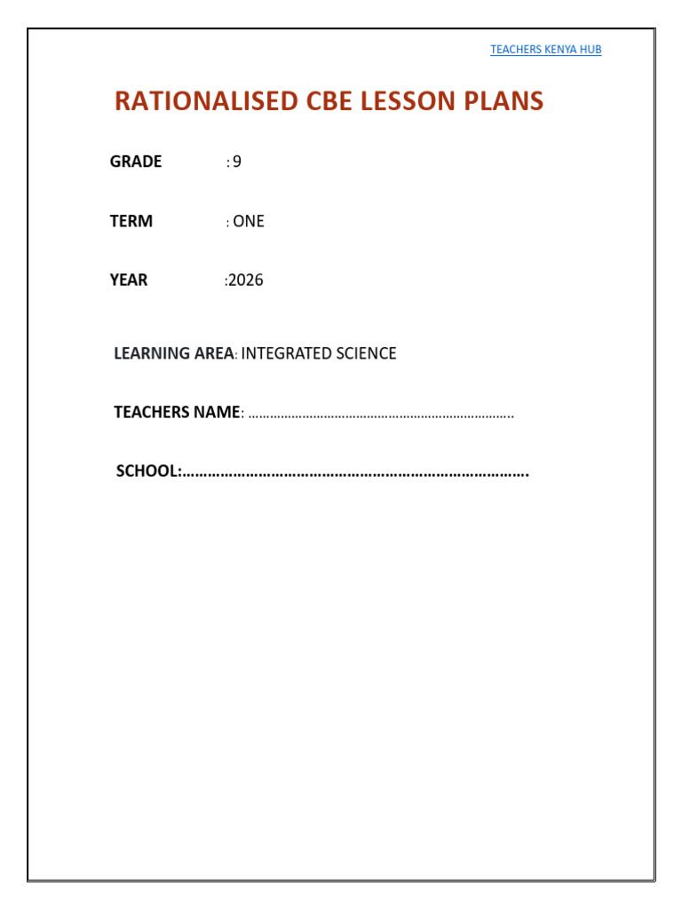 Term 1 Grade 9 Integrated Science Lesson Plan | PDF | Chemical Elements ...