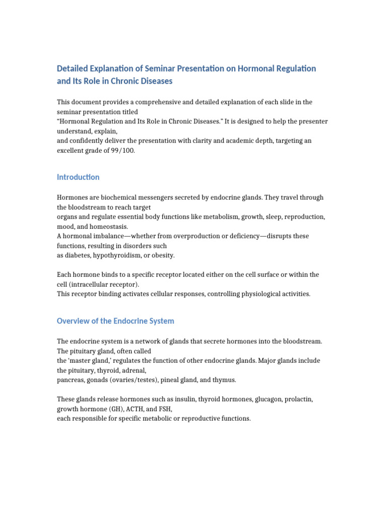 Detailed Explanation of Hormonal Regulation Presentation | PDF ...