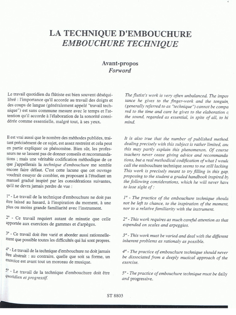 Technique d'Embouchure. Cap. 1. | PDF