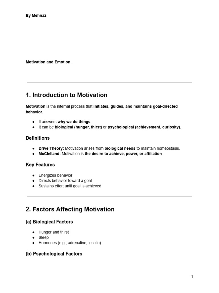 Motivation and Emotion Full Chapter Intro | PDF | Emotions | Motivational