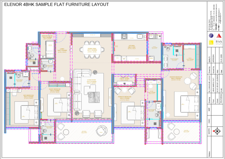 Elenor_4bhk Sample Flat Furniture Layout_15.01.2025-Model | PDF ...