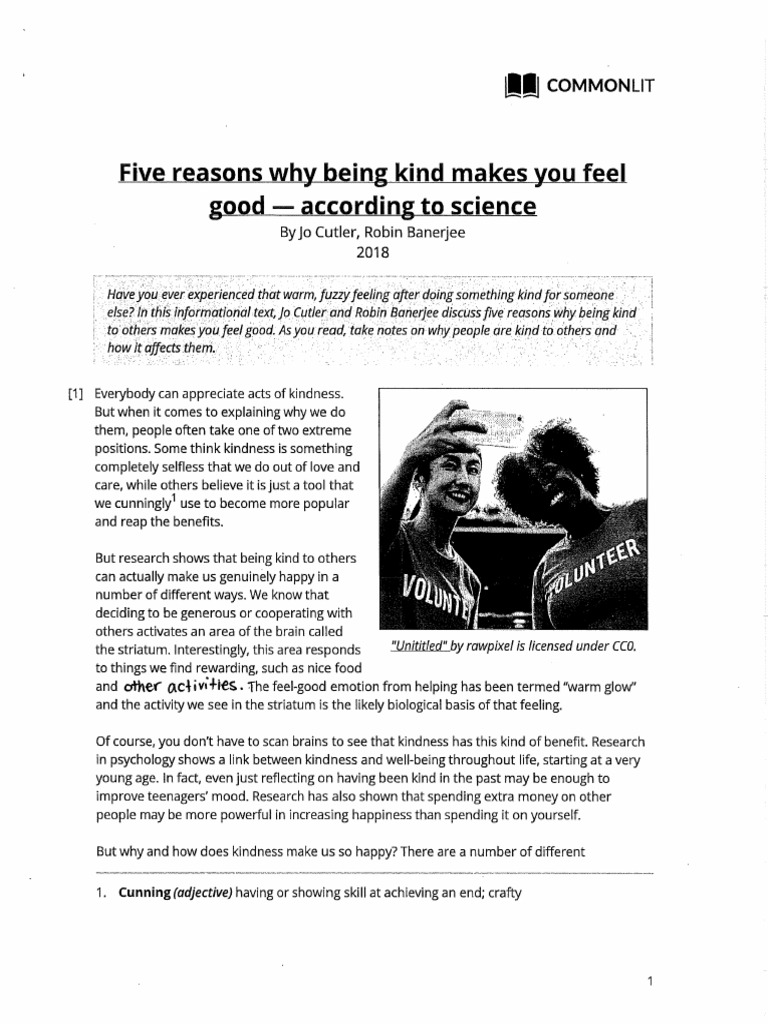 5 Reasons Why Being Kind Makes You Feel Good | PDF
